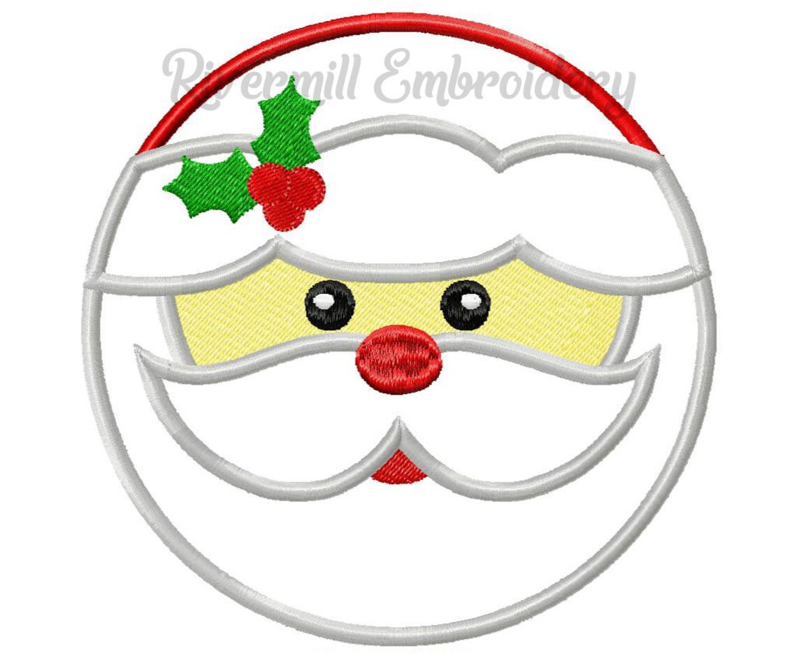 Round Santa Claus Face Applique Christmas Machine Embroidery | Etsy