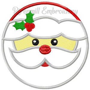 Round Santa Claus Face Applique Christmas Machine Embroidery Design - 4 ...