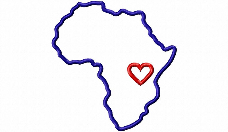 Applique Africa With a Heart Machine Embroidery Design - 4 Sizes ...