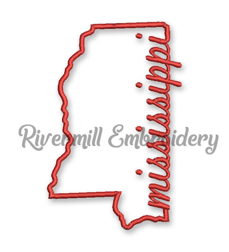 State of Mississippi Outline Machine Embroidery Design - 4 Sizes - Etsy