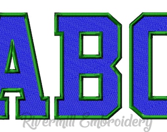 2 Color Varsity Style Machine Embroidery Font Alphabet | Etsy