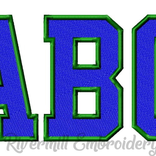 Athletic Block Machine Embroidery Font Monogram Alphabet 3 - Etsy