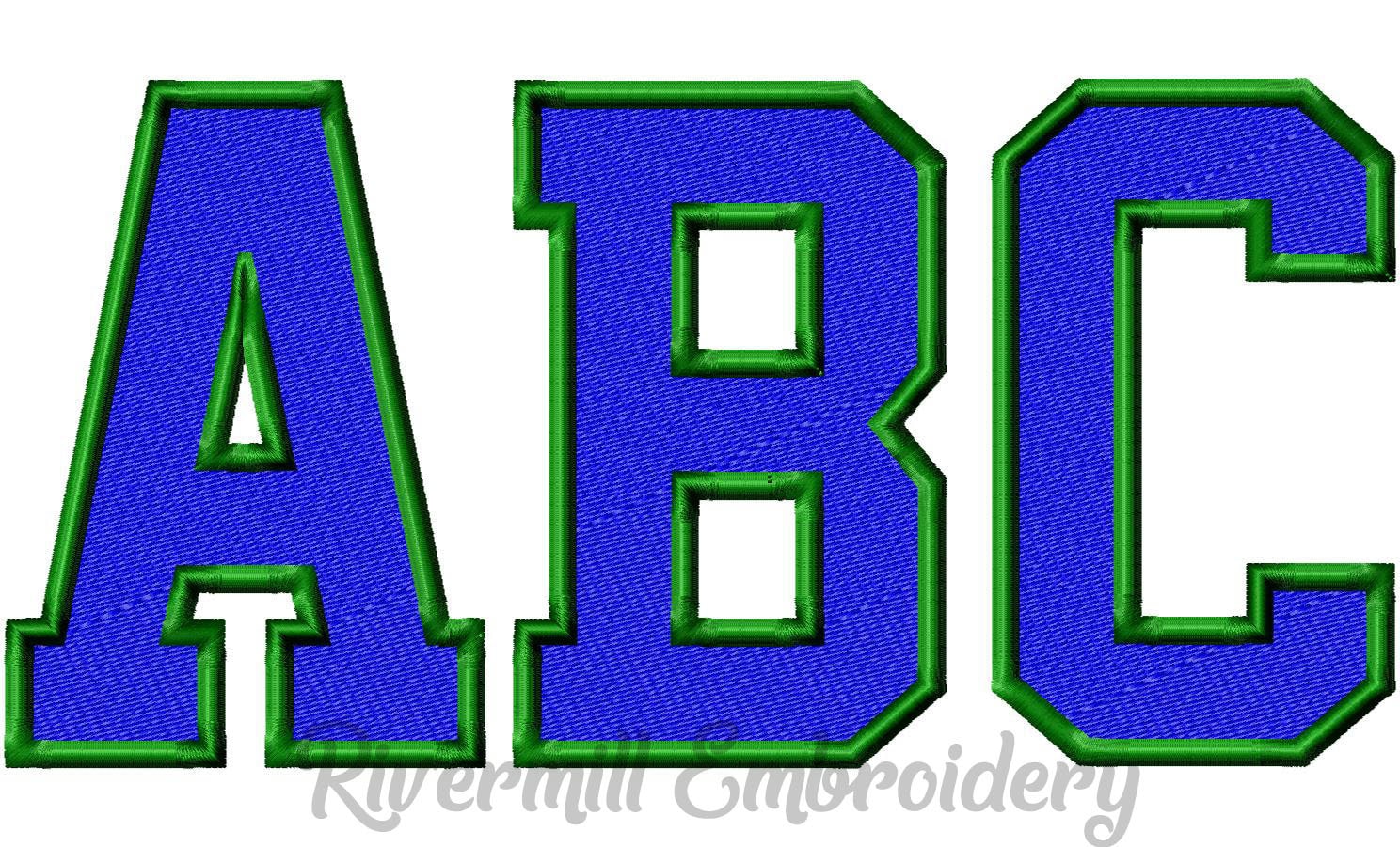 5 Inch Size - 2 Color Varsity Style Machine Embroidery Font Monogram ...