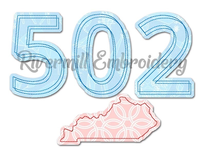 KY 502 Area Code Raggy Applique Machine Embroidery Design 4 - Etsy