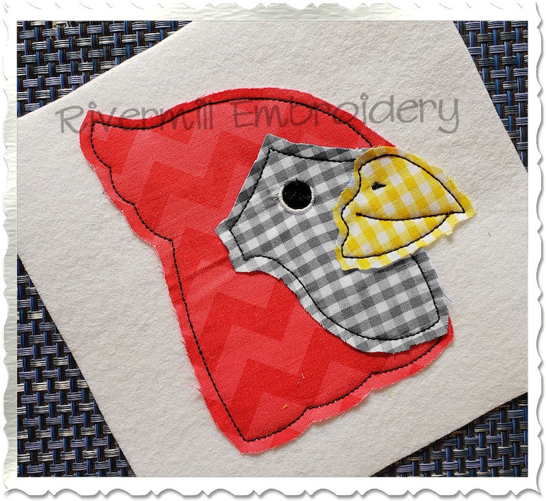 Raggy Applique Cardinal Machine Embroidery Design 4 Sizes - Etsy
