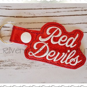 Red Devils in the Hoop Snap Tab Key Fob Machine Embroidery Design - Etsy