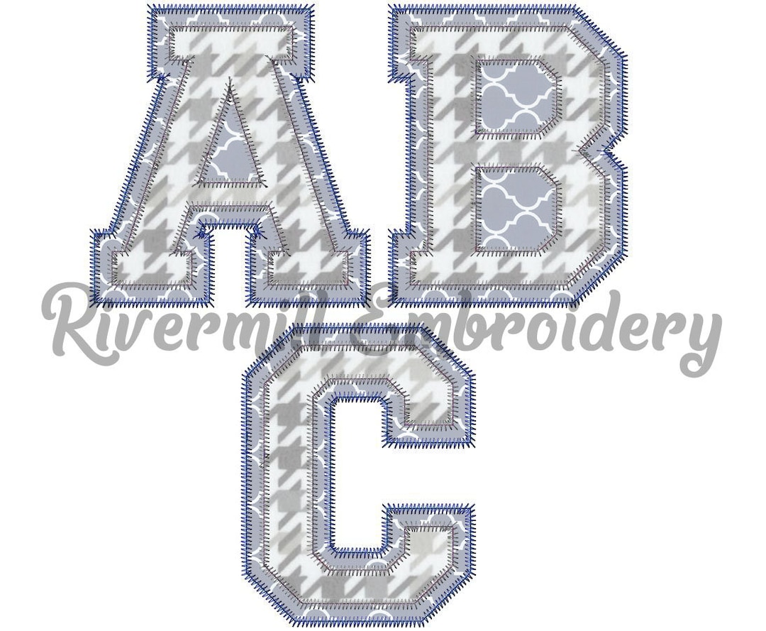 Zig Zag Double Applique Varsity Alphabet Machine Embroidery Font - 3 ...