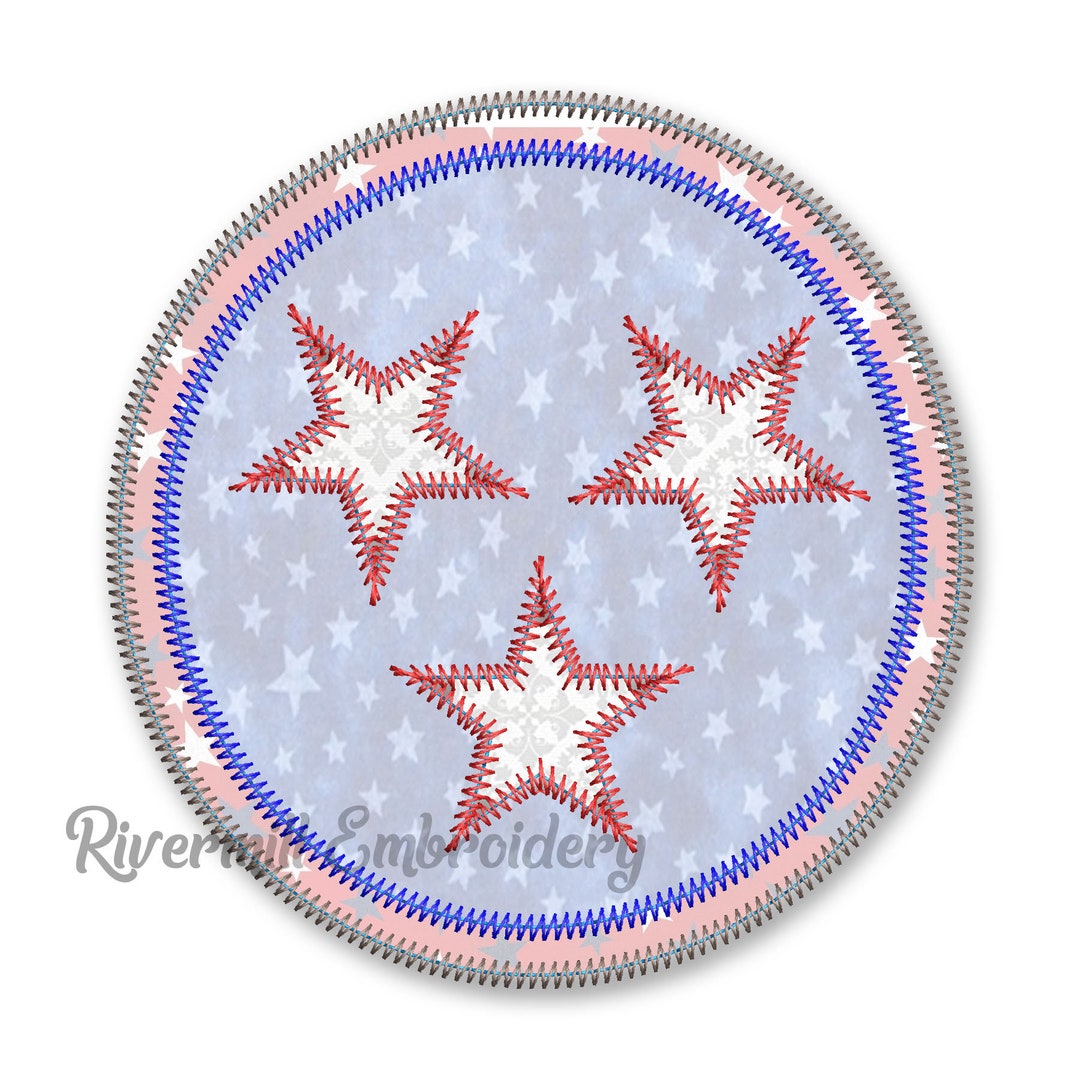 Zig Zag Applique Tennessee TN Tri Star Machine Embroidery Design - 4 ...