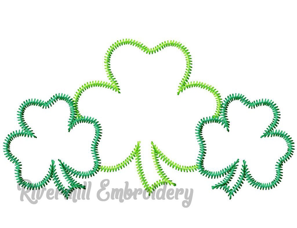 Three Shamrocks Zig Zag Applique Machine Embroidery Design 4 - Etsy