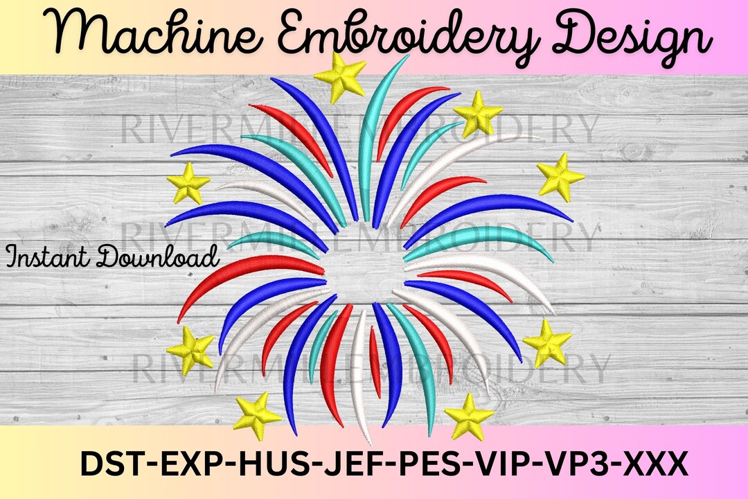 Firework Fireworks Machine Embroidery Design - Instant Download PES DST ...