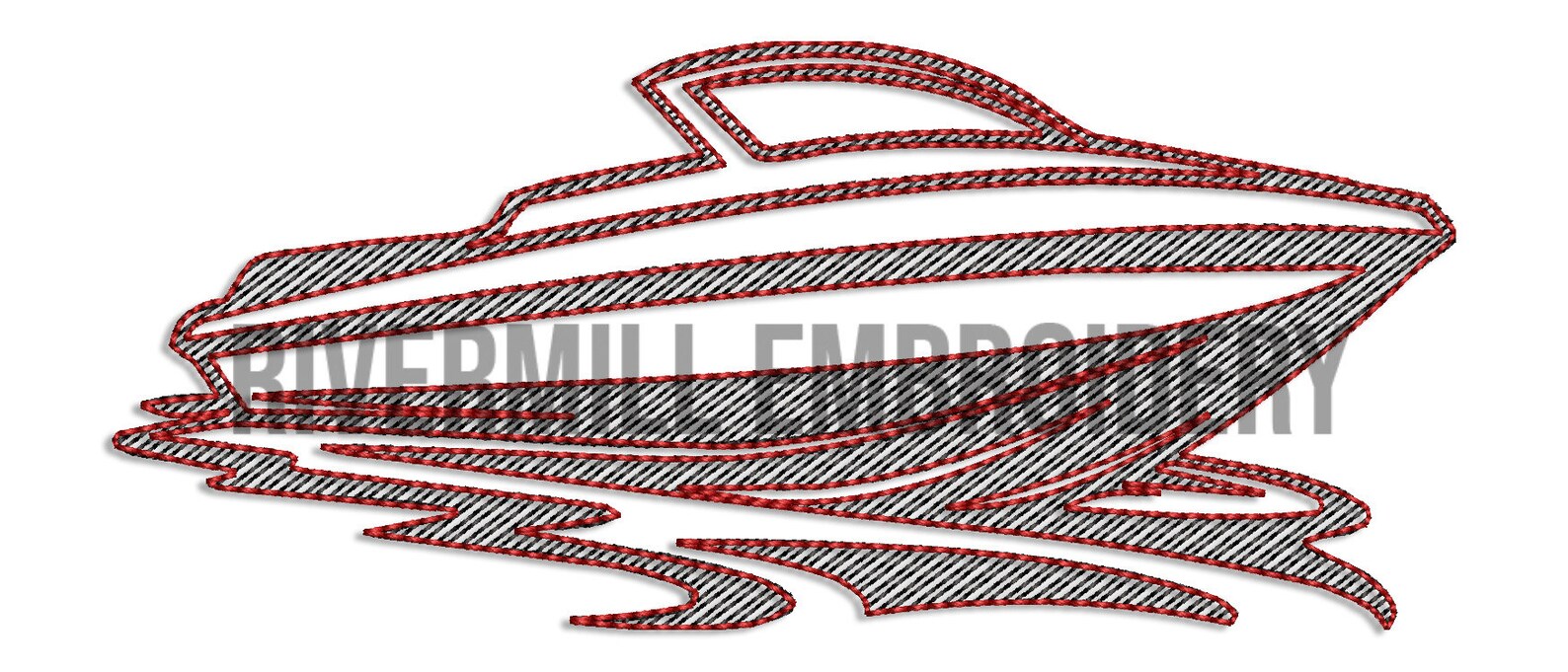 Boat in a Lake Sketch Style Machine Embroidery Design - 4 Sizes ...