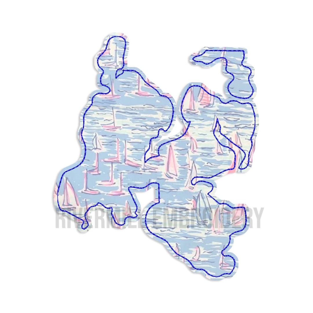Gun Lake MI Michigan Raggy Applique Machine Embroidery Design - 4 Sizes ...