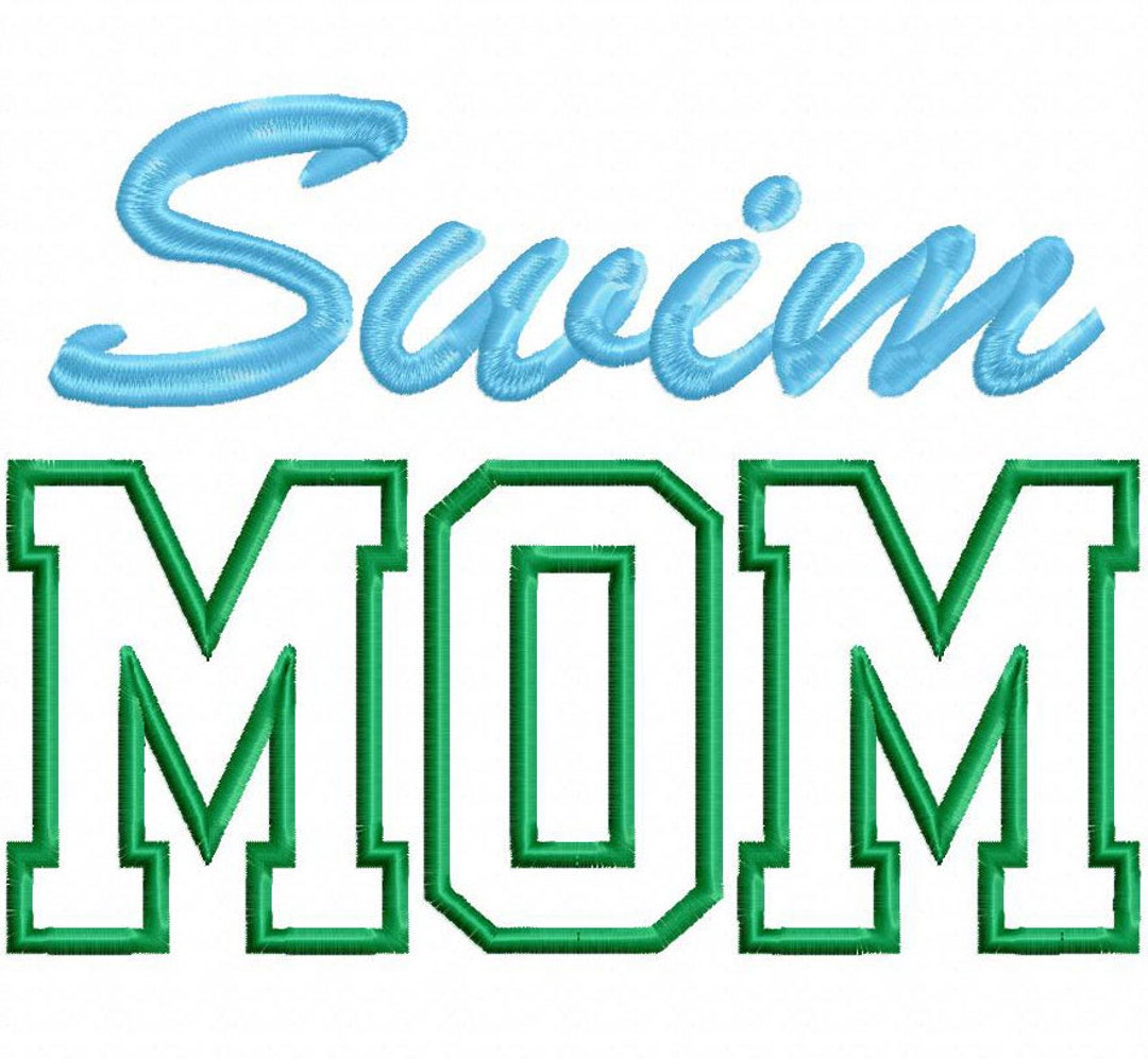 Swim Mom Applique Machine Embroidery Design - 4 Sizes - Instant ...
