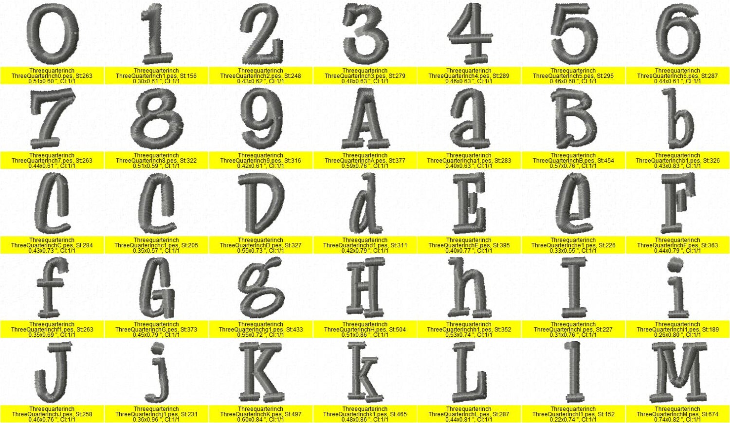 Small Mini Riley Machine Embroidery Font Monogram Alphabet - 1/2" & 3/4 ...