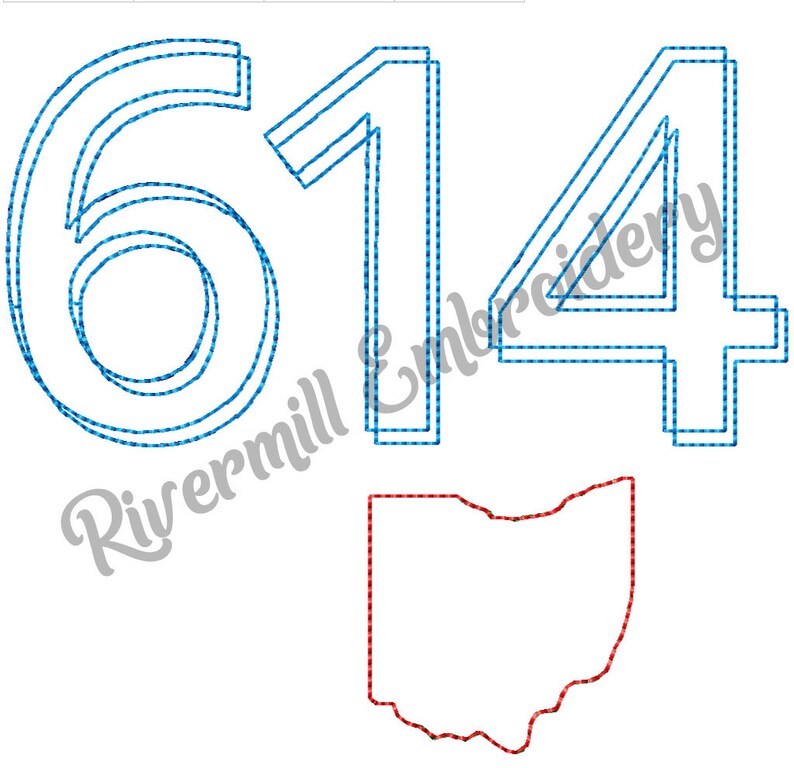 Ohio 614 Area Code Raggy Applique Machine Embroidery Design - Etsy