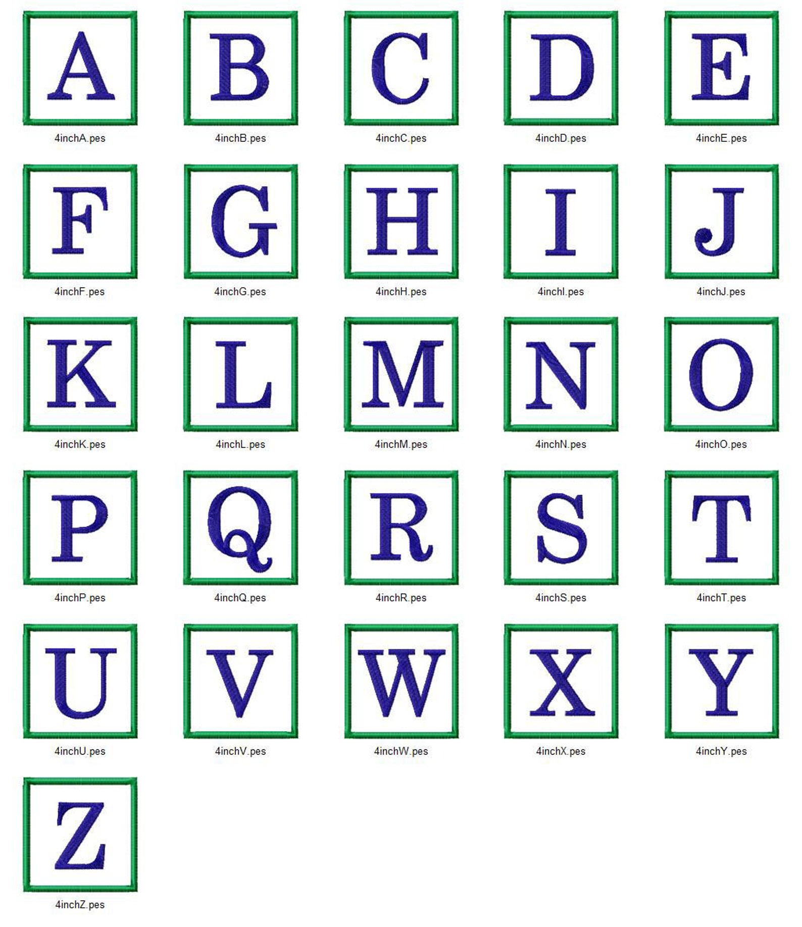 Square Monogram Initial Machine Embroidery Font Alphabet 4 Sizes - Etsy