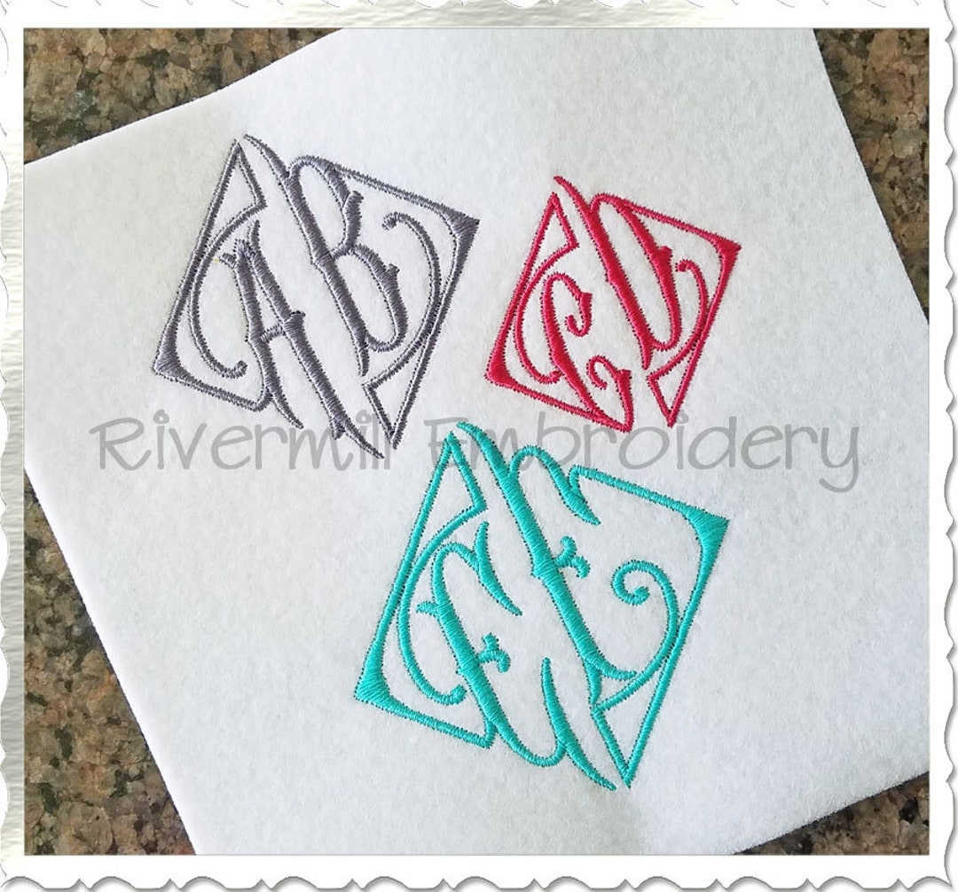 Antique Style Two Letter Monogram Machine Embroidery Font Alphabet - 3 ...