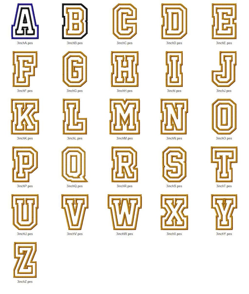 Double Applique Varsity Collegiate Machine Embroidery Font Monogram ...