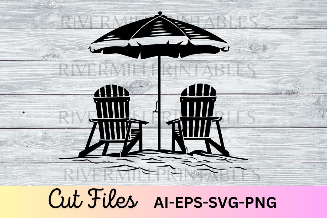 Beach Chairs & Umbrella SVG EPS Cut File - Cricut Silhouette Stencil ...