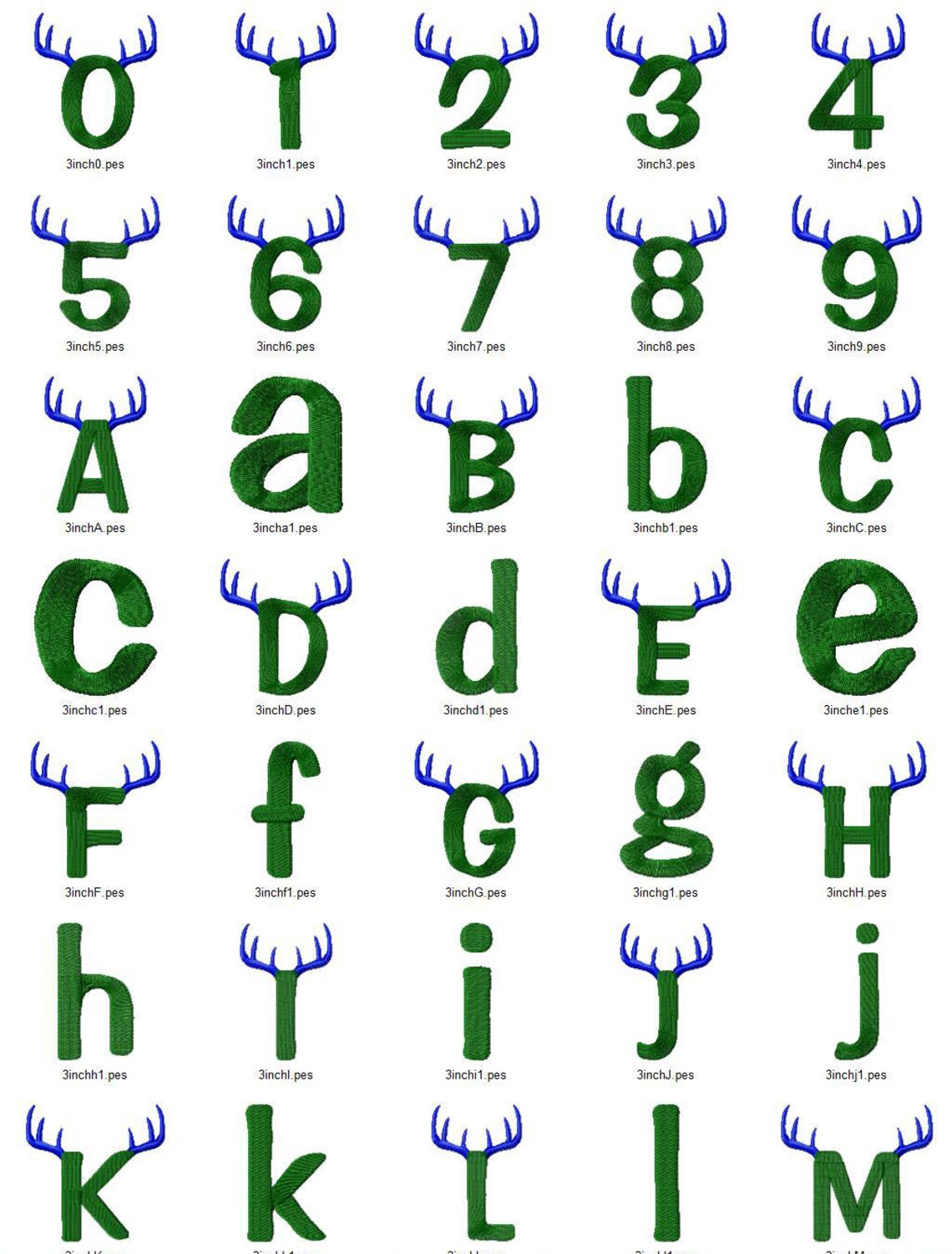 Antlers Alphabet Machine Embroidery Font Alphabet - 3 Sizes - BX Files ...