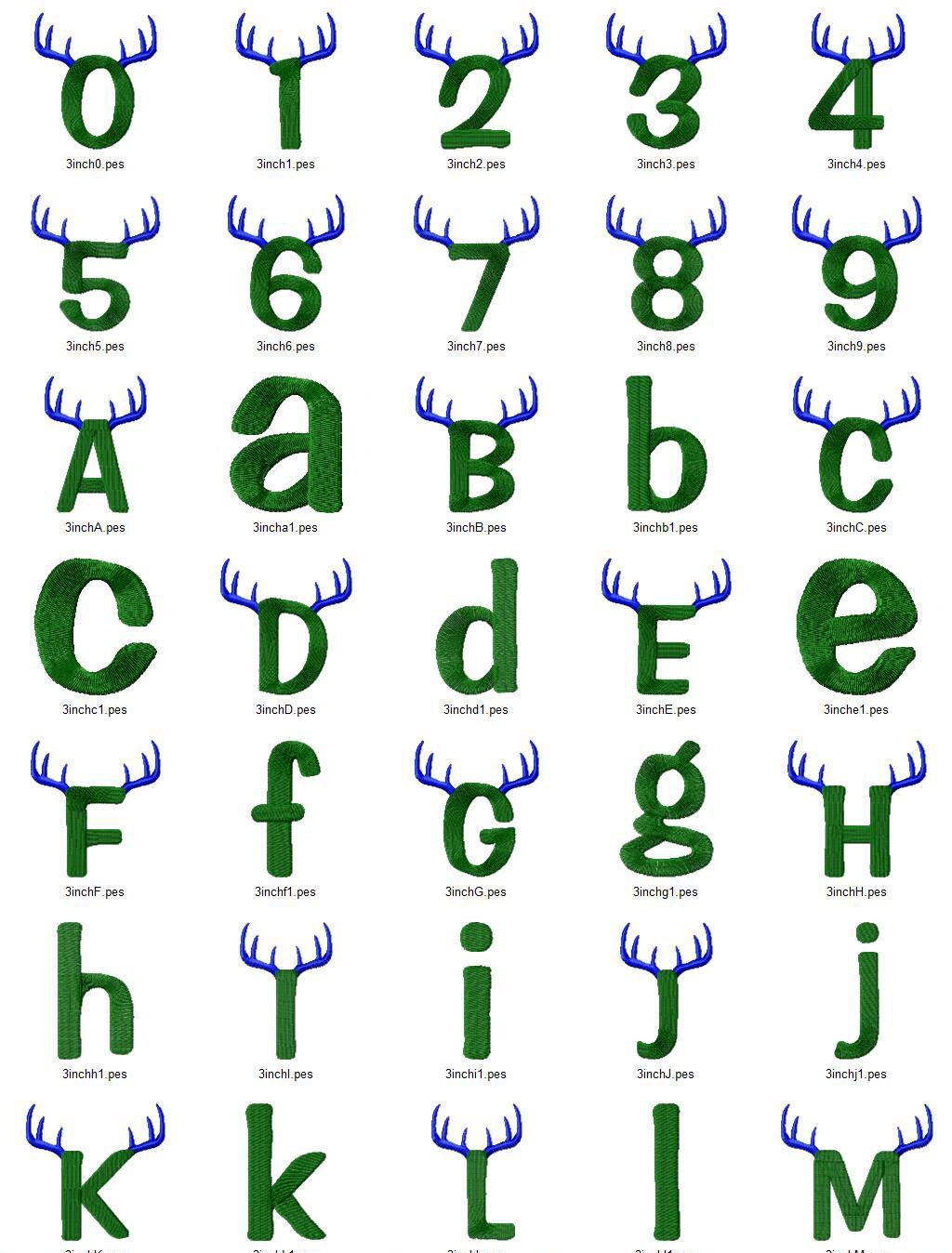 Antlers Alphabet Machine Embroidery Font Alphabet 3 Sizes - Etsy