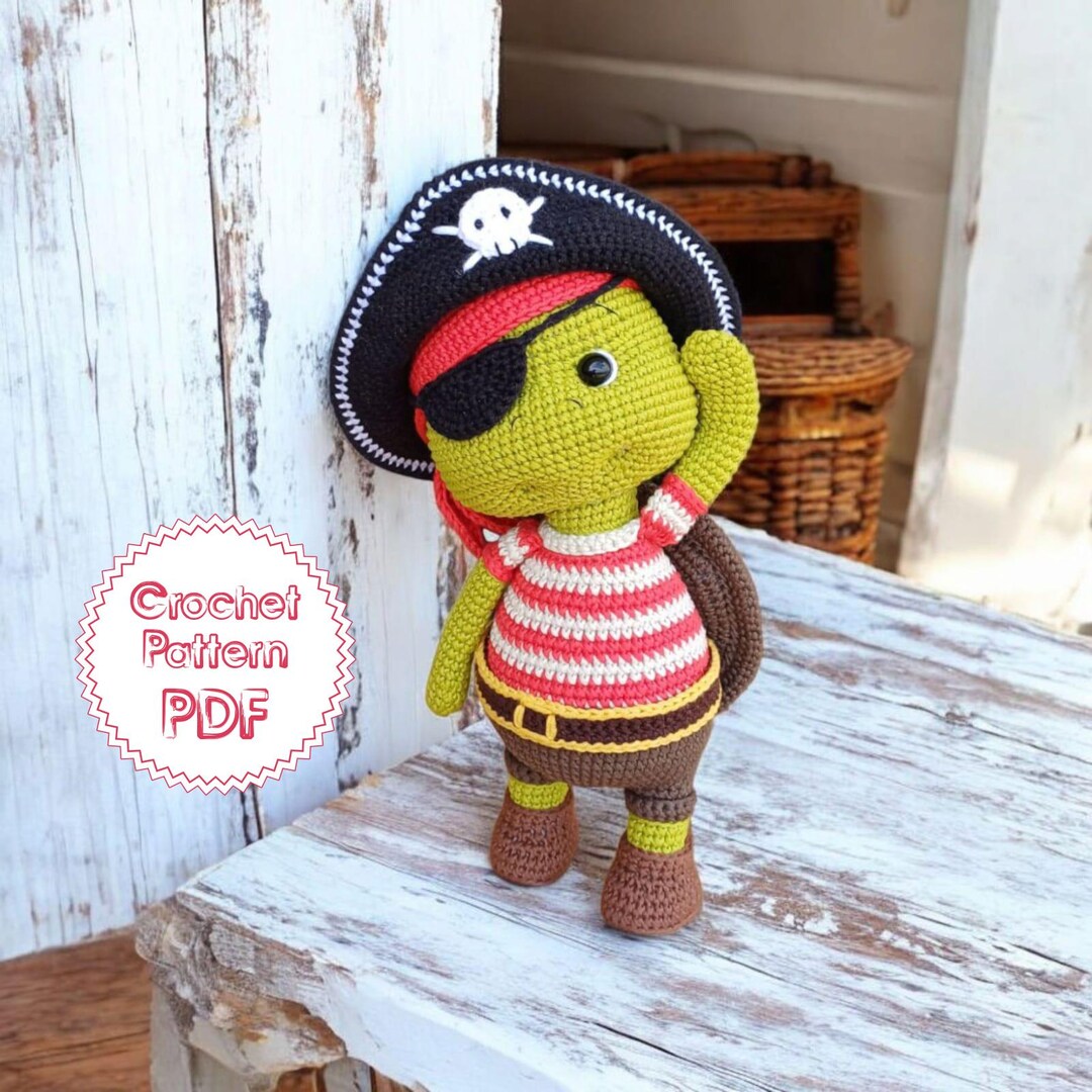 Tuck the Pirate Turtle Crochet Pattern Amigurumi Turtle PDF - Etsy