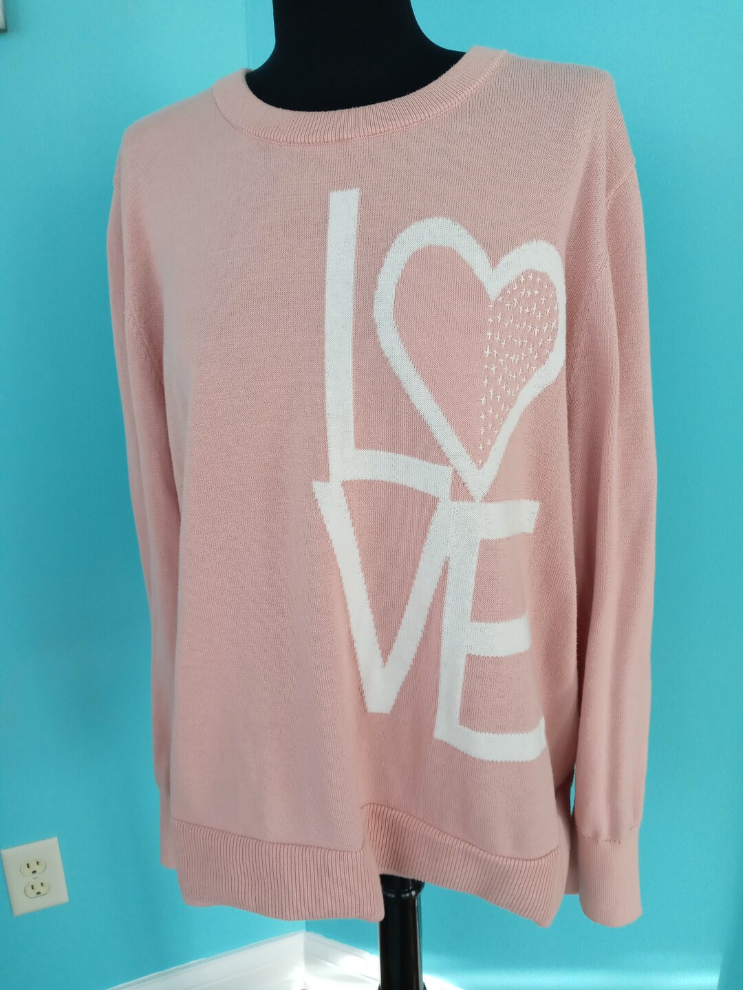 LOVE Sweater Blush Pink Upcycled Hand-stitching Plus Size: 22 XXL - Etsy