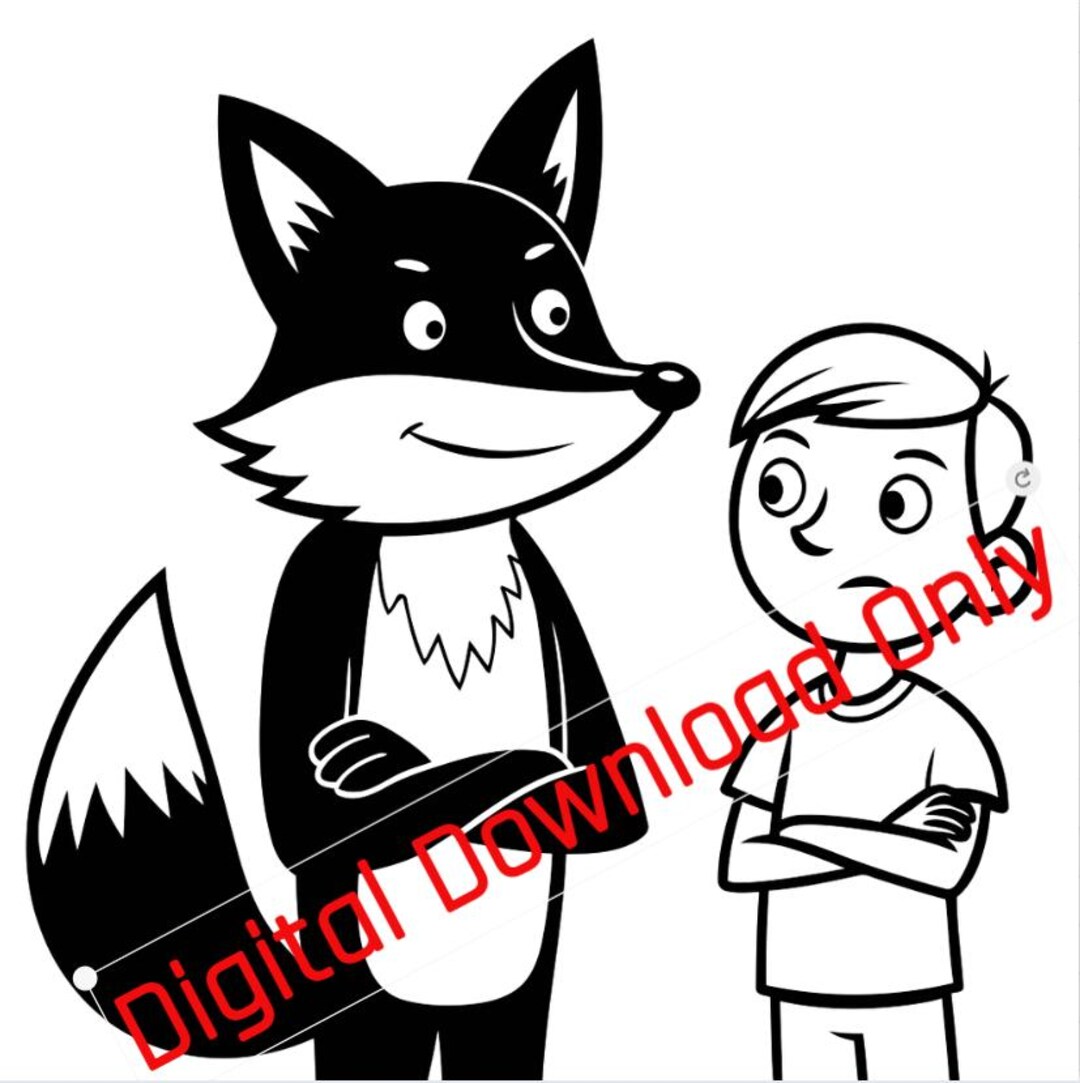 Smug Fox and Boy Clipart - Sly Fox Vector Silhouette - Ai, Pdf, Svg ...