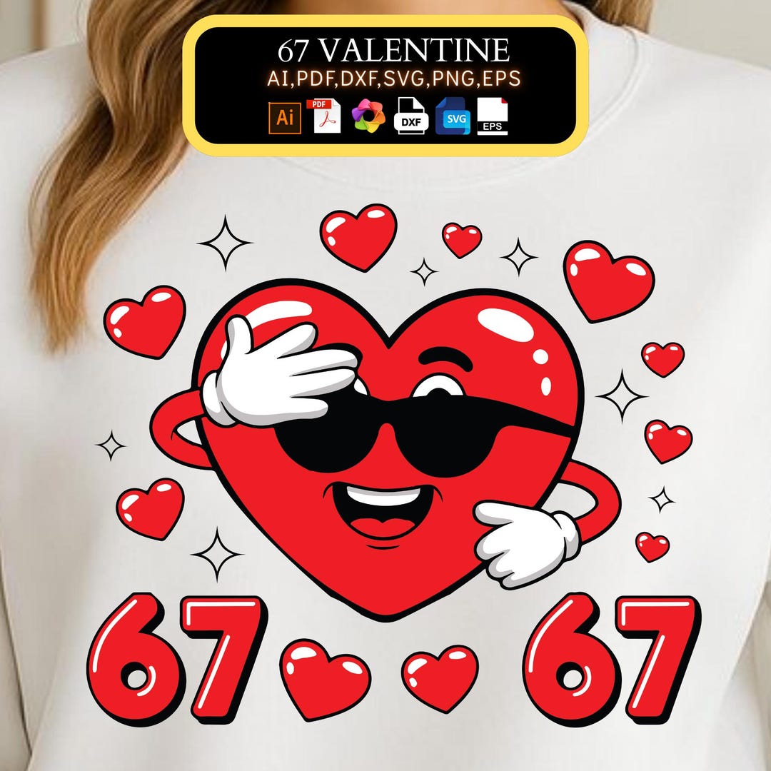67 Valentine Svg Png Ai Pdf Dxf Bundle Dabbing Heart (digital Download ...