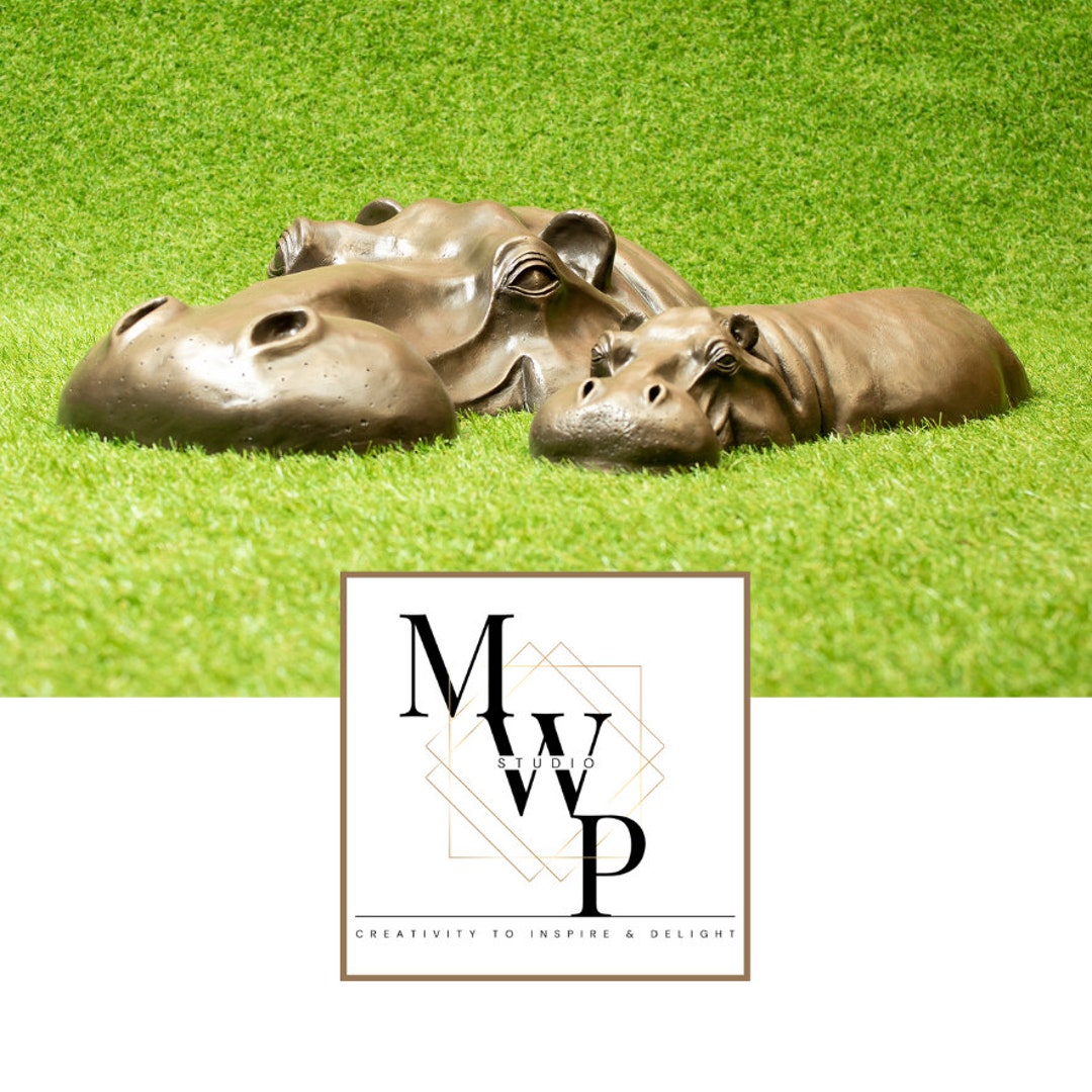 Resin Hippo Decorative Yard Art Garden Decor Gift for Her Garden Lawn ...