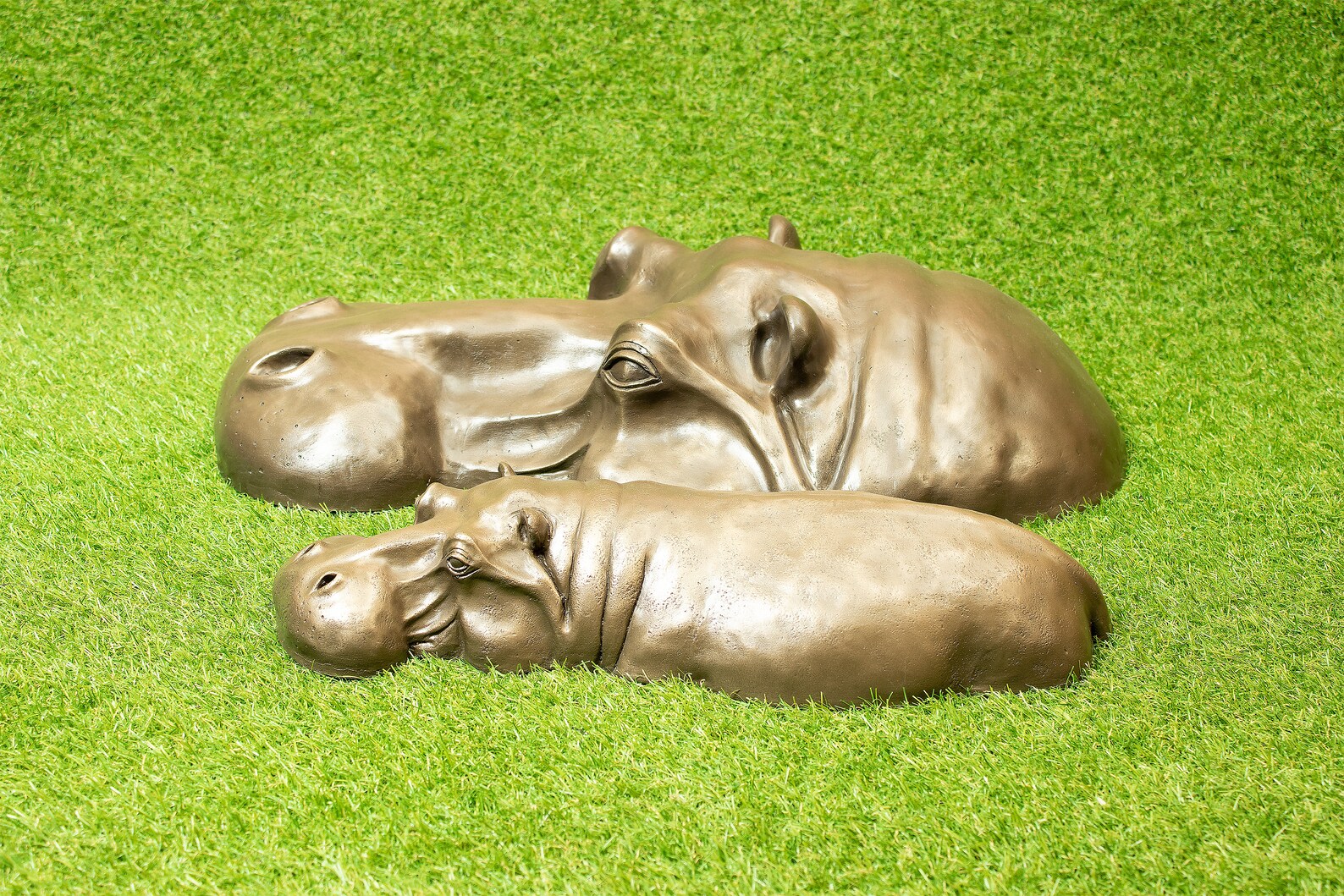 X2 Bronze Resin Metal Hippo Hippopotamus Outdoor Decor Garden | Etsy