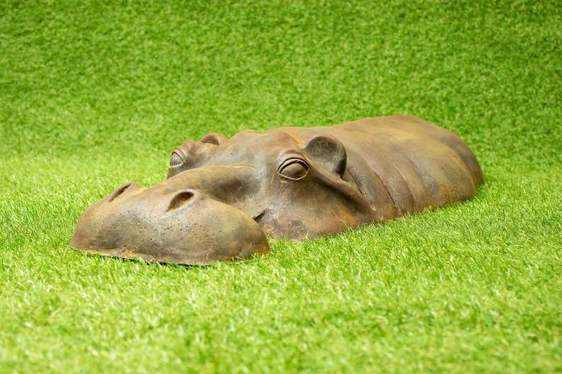 Rusty Garden Decor Resin Hippo Hippopotamus Garden | Etsy