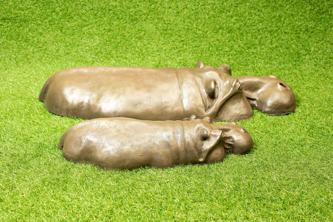 Hippo Garden Ornaments Hippopotamus Metal Yard Art Resin/ | Etsy