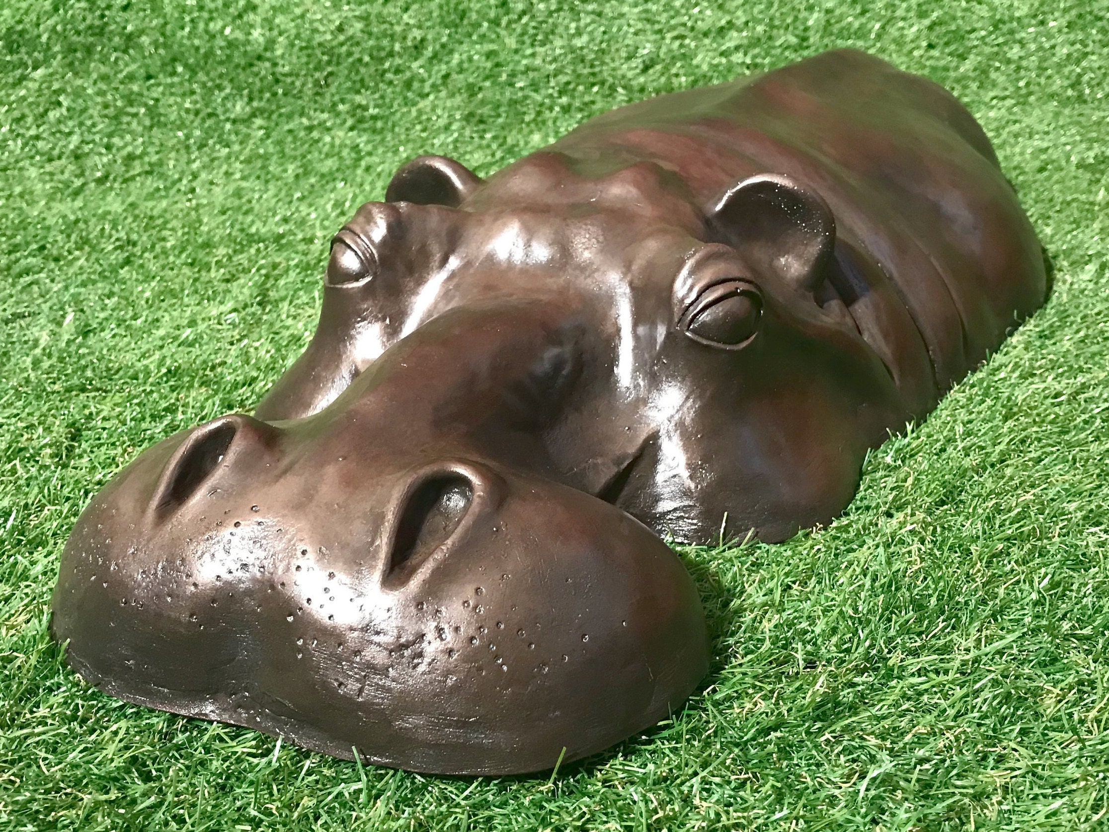 27 Resin Hippo Garden Ornament Cold Cast Bronze 8th | Etsy