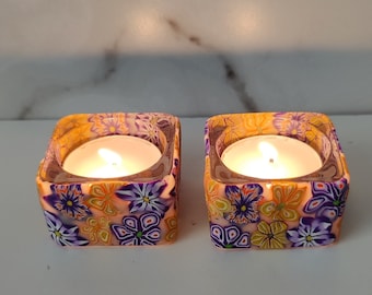 Square Glass Candle Holders - Etsy