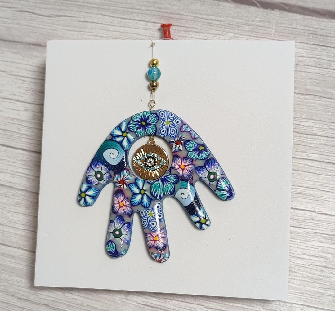 Unique Handmade Hamsa Wall Art - Open Hand Symbol of Protection and ...