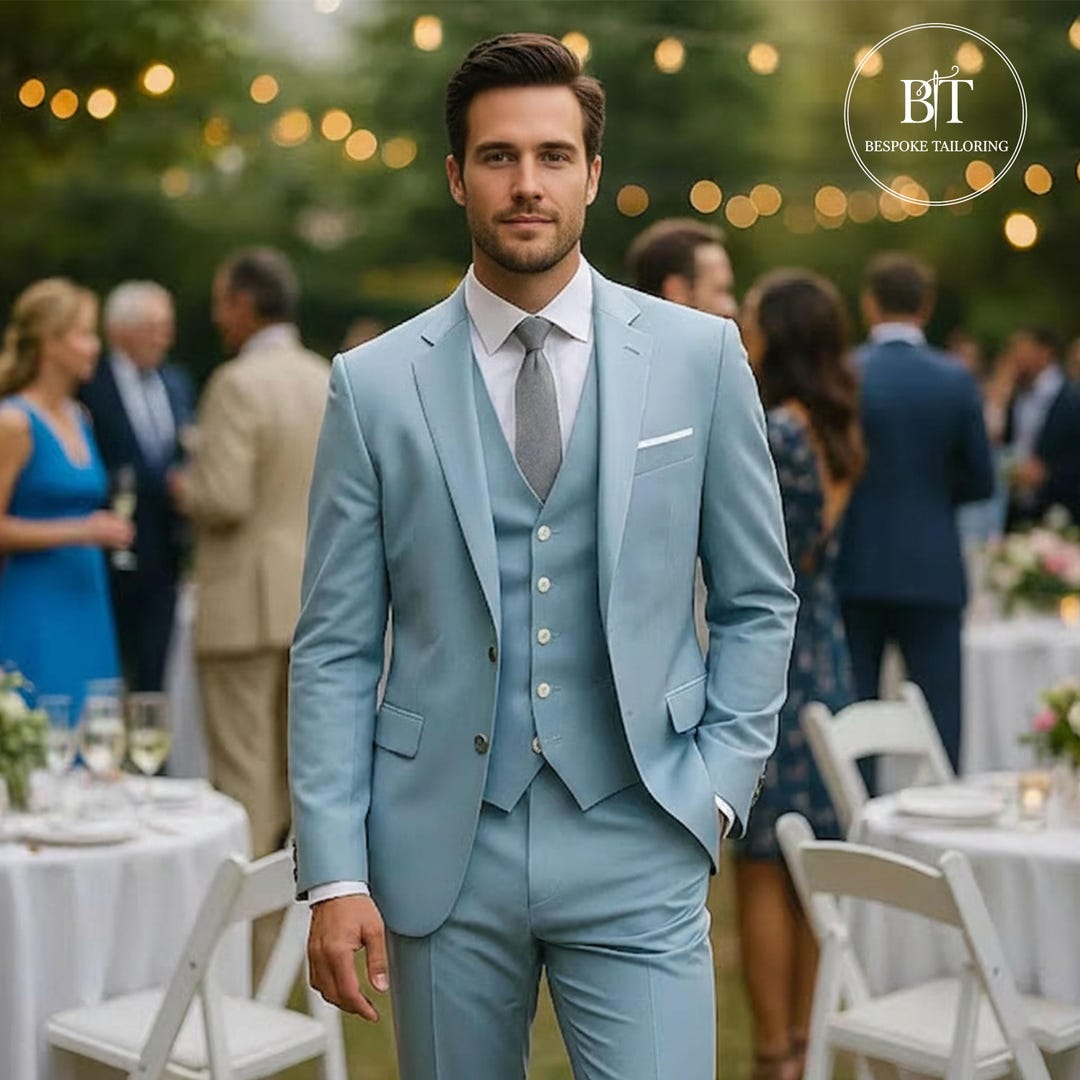 Icy Blue 3-piece Suit: Tailored Fit Wedding & Formal Wear - Etsy UK