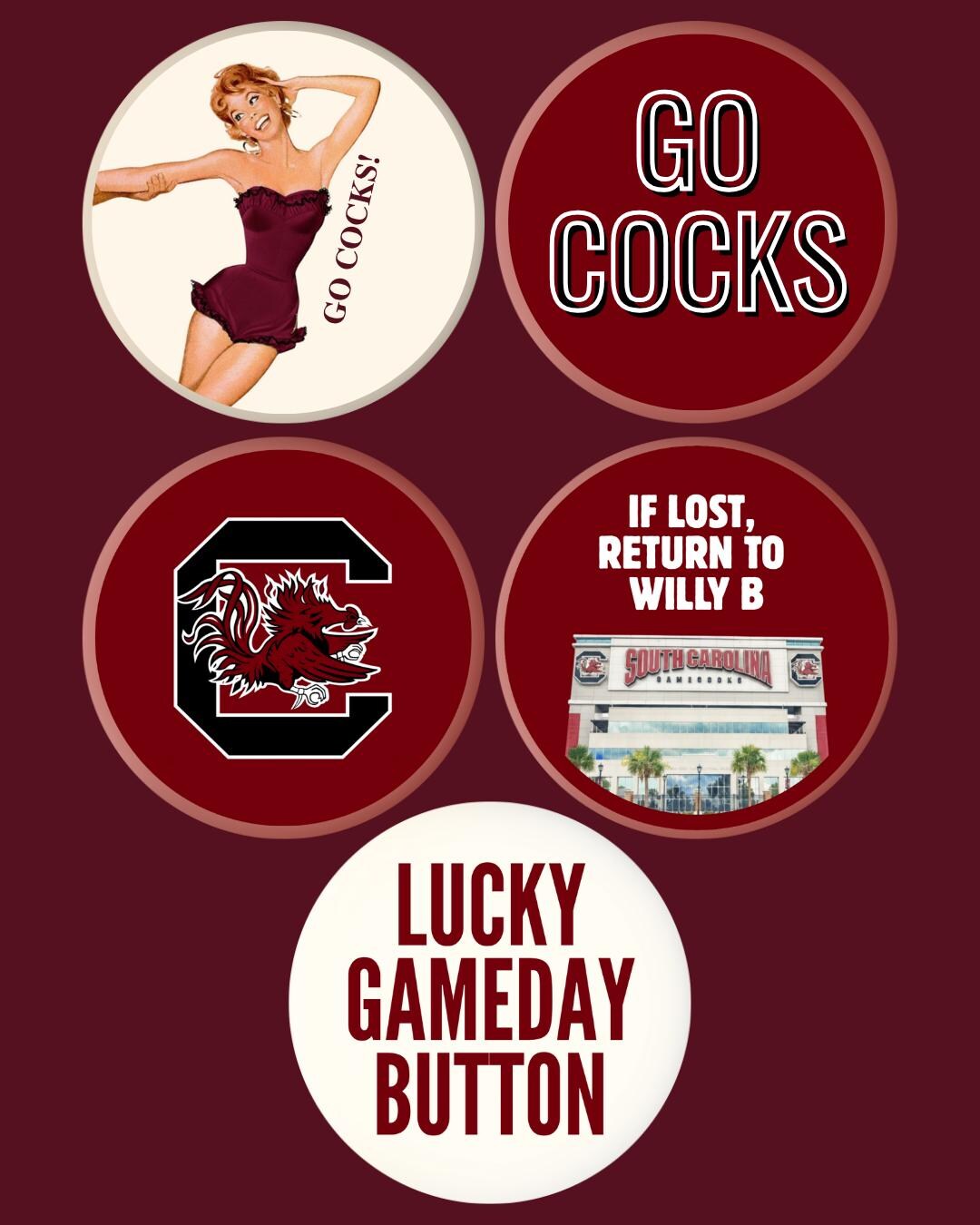 Pack of 5 Gamecock Football Buttons, Metal Back, 3 Inch. - Etsy