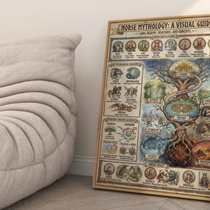Norse Mythology Wall Art, Yggdrasil Map Guide, Odin Thor Print, Viking ...