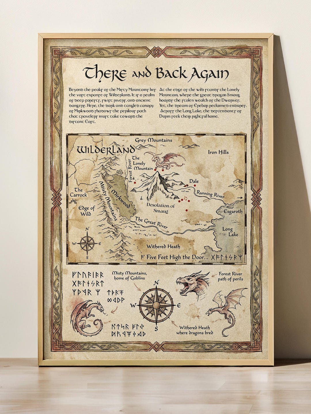 Wilderland Map Poster, There and Back Again Print, Middle Earth Wall ...