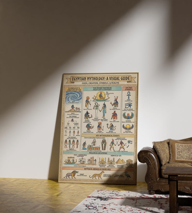Egypt | World Mythology History Poster, Hand Drawn Greek Norse Egyptian ...