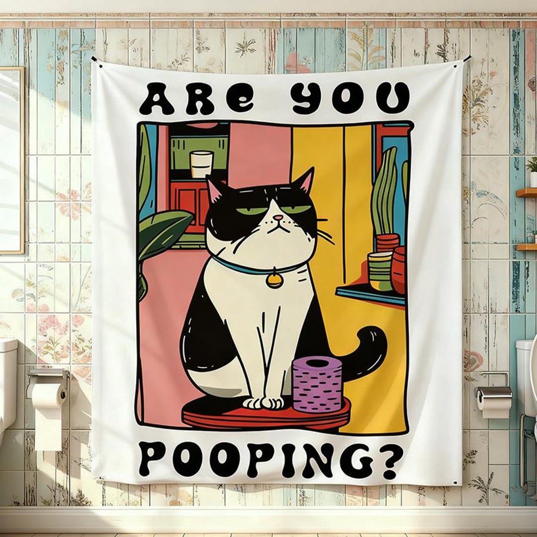 Are Gou Pooping？tapestry,cat Themed Fun Tapestry,humorous Cat Tapestry ...