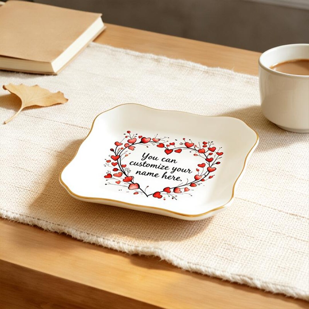 Custom Commemorative Plate Grandma Heart Wreath Ceramic Tray ...