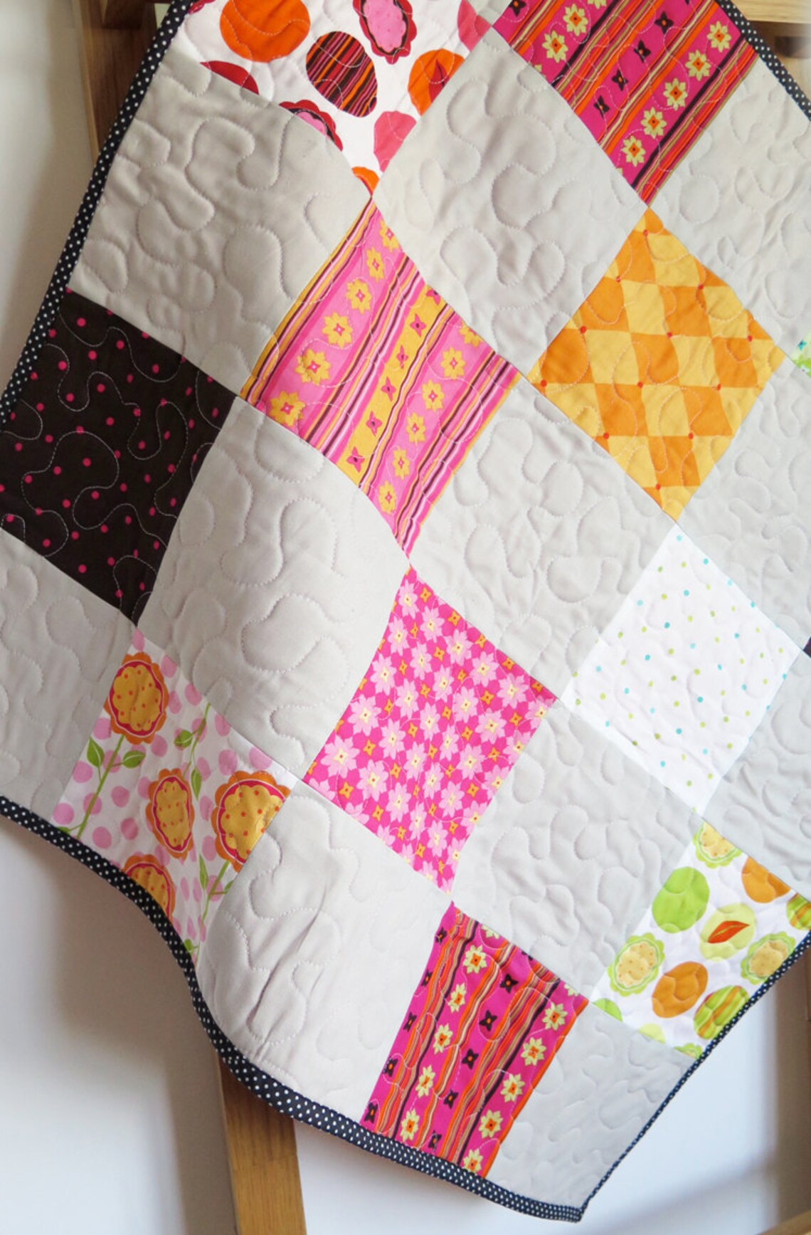 Colorful baby quilt gender neutral cot quilt pram quilt | Etsy