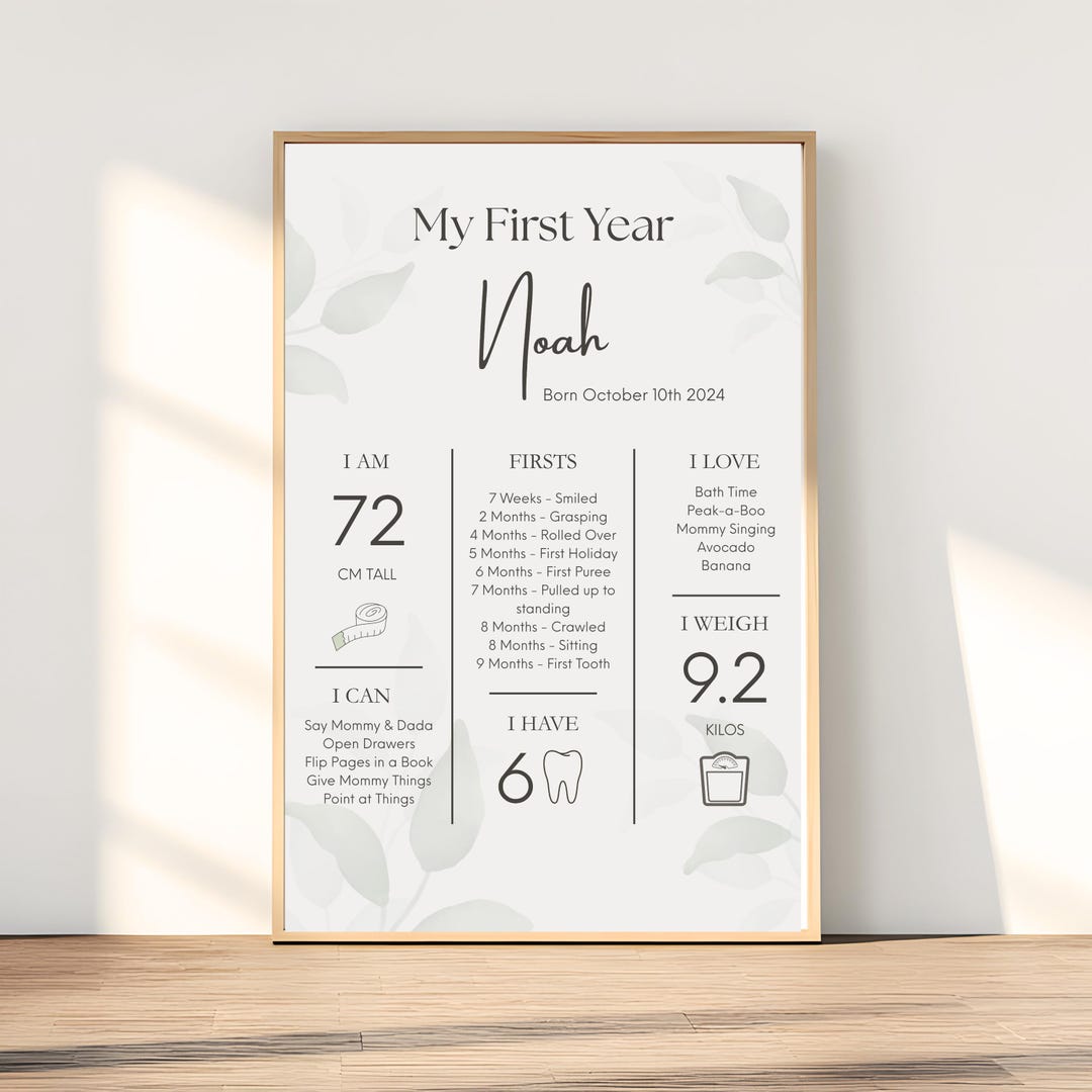 First Year Milestones Poster | Minimalistic & Neutral Design | Baby 1st ...