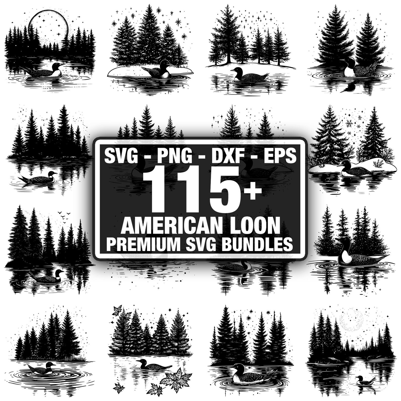 115+ American Loon Bundle, Loon Designs, Instant Download Png, Dxf, Eps ...