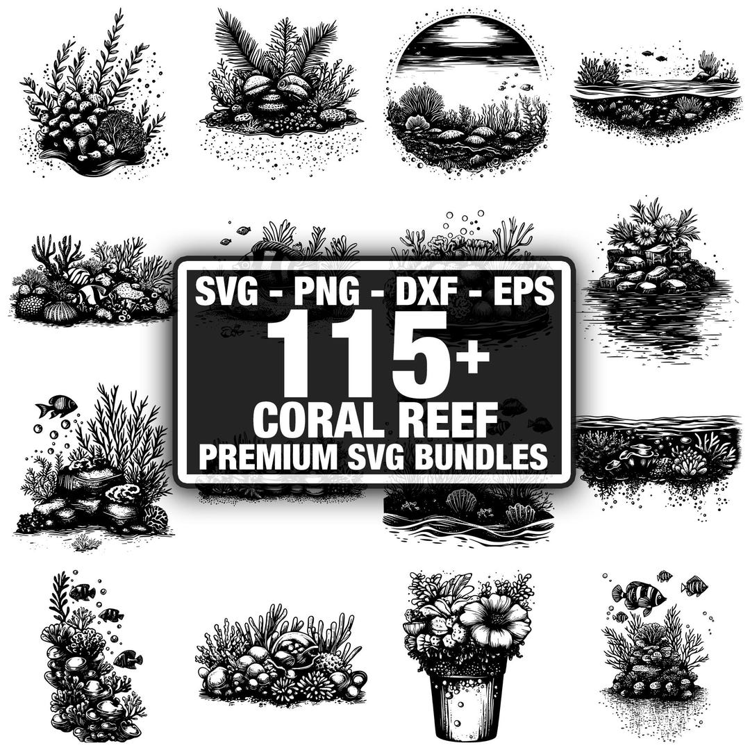 115+ Coral Reef Bundle, Ocean Underwater Designs, Instant Download Png ...