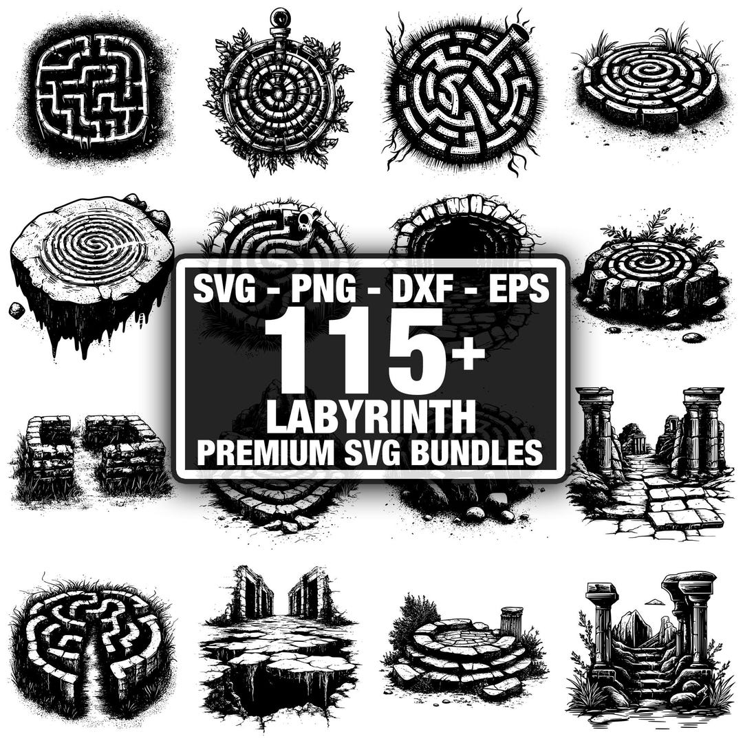 115+ Labyrinth Bundle, Maze Pattern Designs, Instant Download Png, Dxf ...