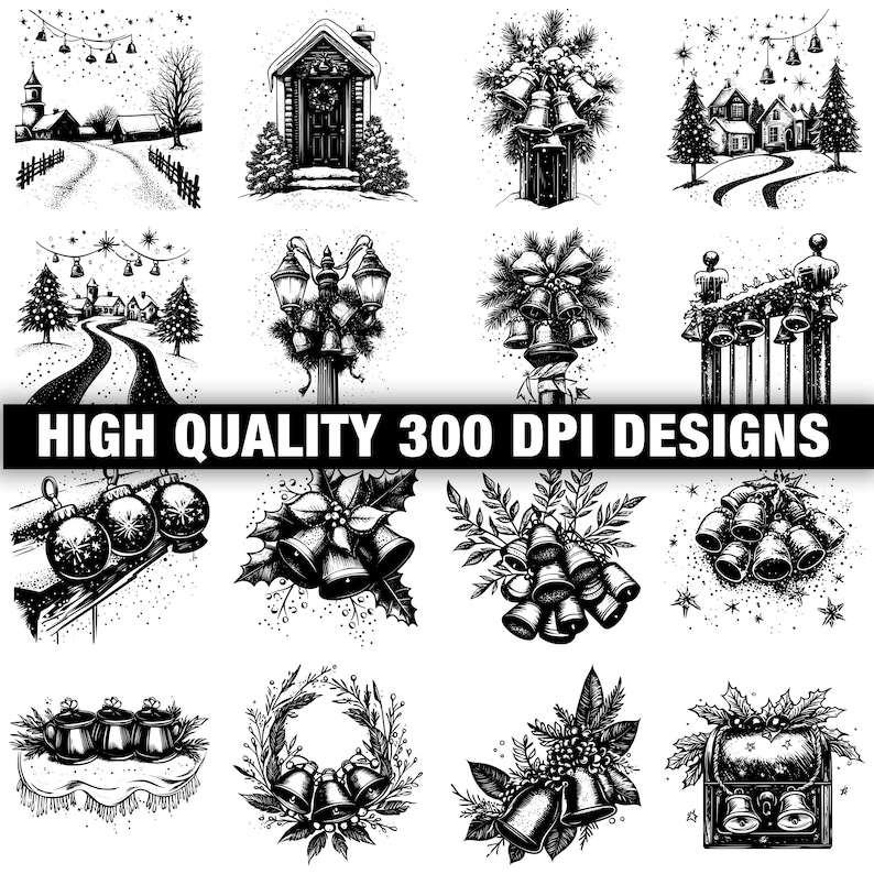 115+ Jingle Bells Scene Bundle, Christmas Holiday Designs, Instant ...