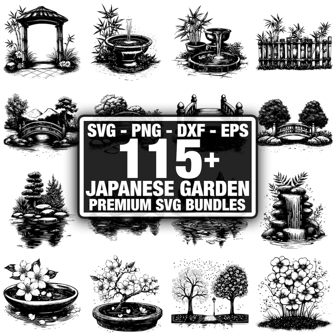 115+ Japanese Garden Bundle, Zen Nature Designs, Instant Download Png ...